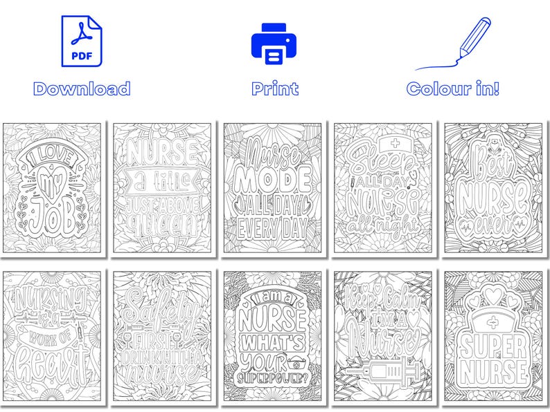 42 Nurse Quotes Colouring Pages for Adults| Motivation Phrases ...