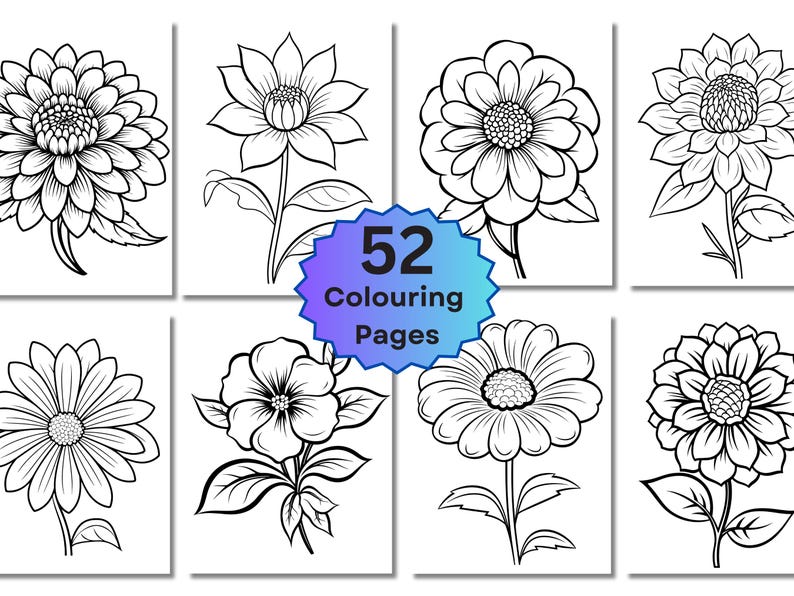 52 Bold and Easy Single Stem Flower Colouring Pages | PDF Printable | A ...