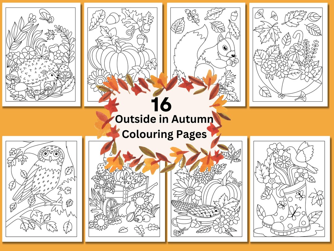 16 Outside in Autumn Cozy Coloring Pages Cute Fall Aesthetic PDF ...