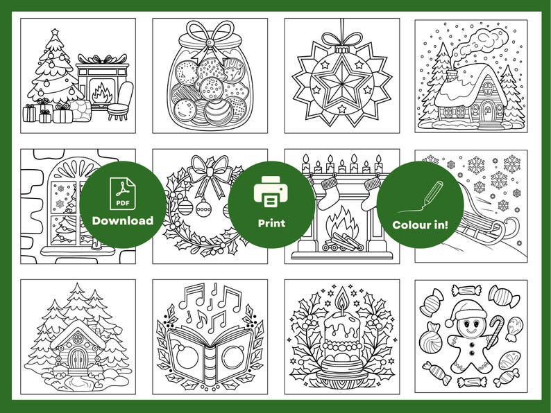 24 Cozy Christmas Coloring Pages – Printable Festive Homes, Decorations ...