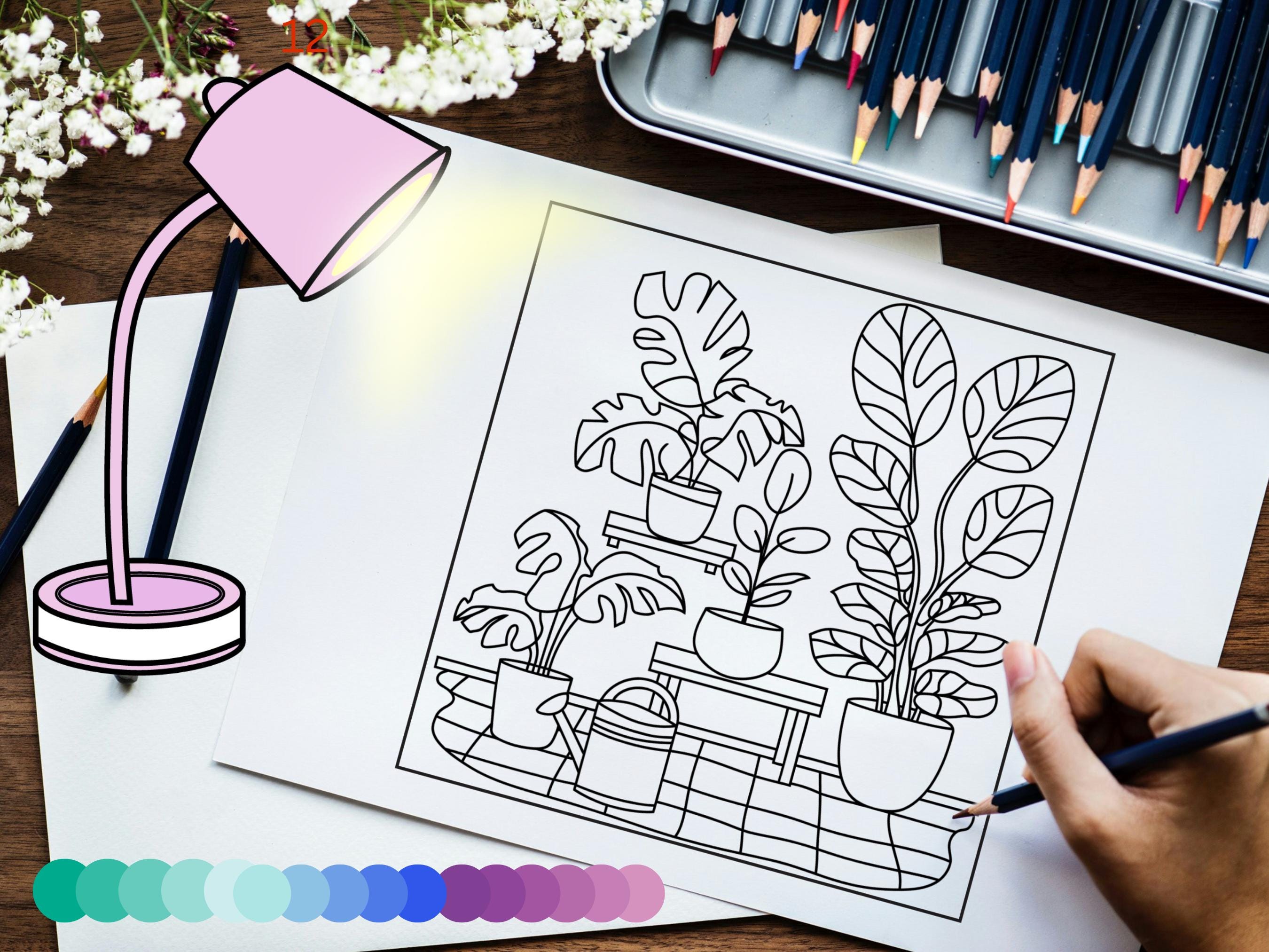 12 Printable Hygge Coloring Pages – Cozy Homes, House Plants & Relaxing ...