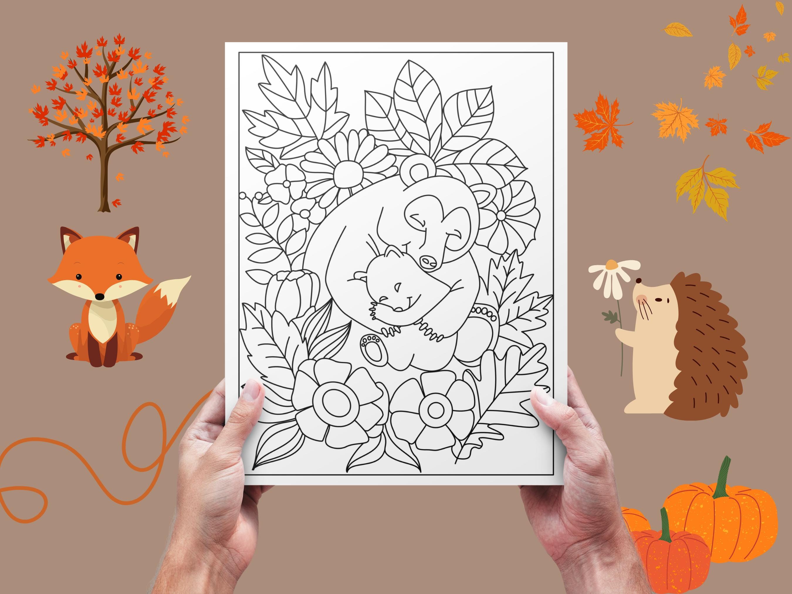 16 Outside in Autumn Cozy Coloring Pages | Cute Fall Aesthetic PDF ...
