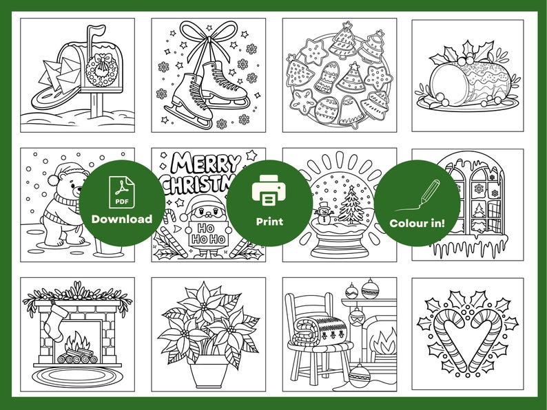 24 Cozy Christmas Coloring Pages – Printable Festive Homes, Decorations ...
