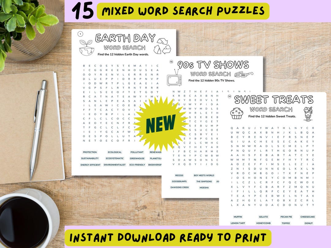 Mixed Theme Word Search Puzzles: Adult Brain Teaser (digital Download ...