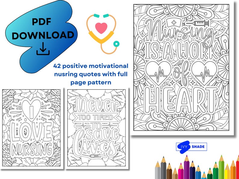 42 Nurse Quotes Colouring Pages for Adults| Motivation Phrases ...
