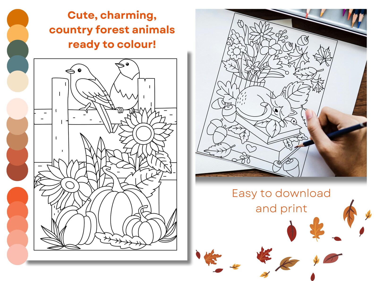 16 Outside in Autumn Cozy Coloring Pages | Cute Fall Aesthetic PDF ...
