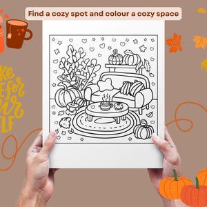 Cozy Autumn Home Coloring Pages: 6 Printable Designs (PDF Download) - Etsy