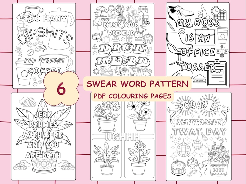 Swear Word Coloring Pages: Floral Pattern Adult Designs (PDF Printable ...