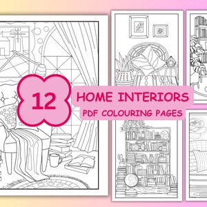 Cozy Home Interiors Coloring Pages for Adults (PDF Printables) - Etsy