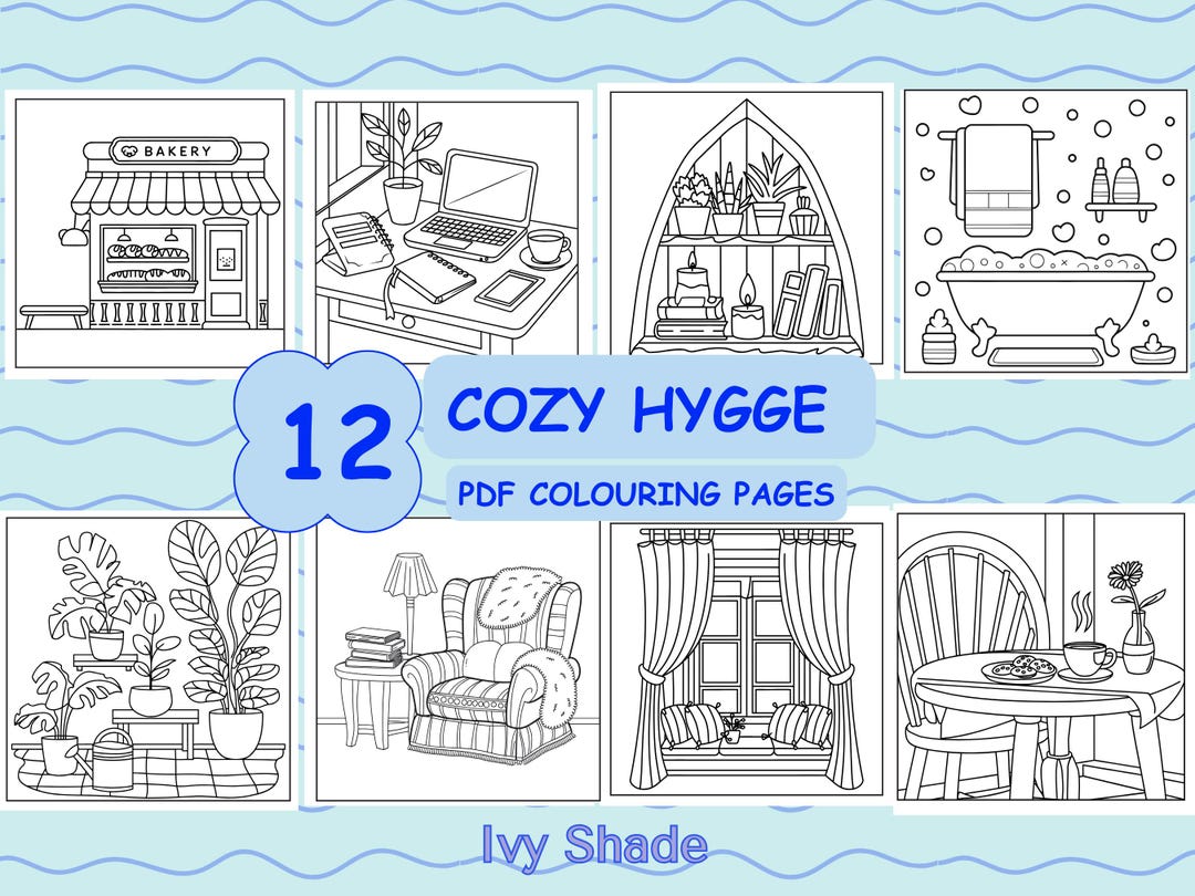 12 Printable Hygge Coloring Pages – Cozy Homes, House Plants & Relaxing ...