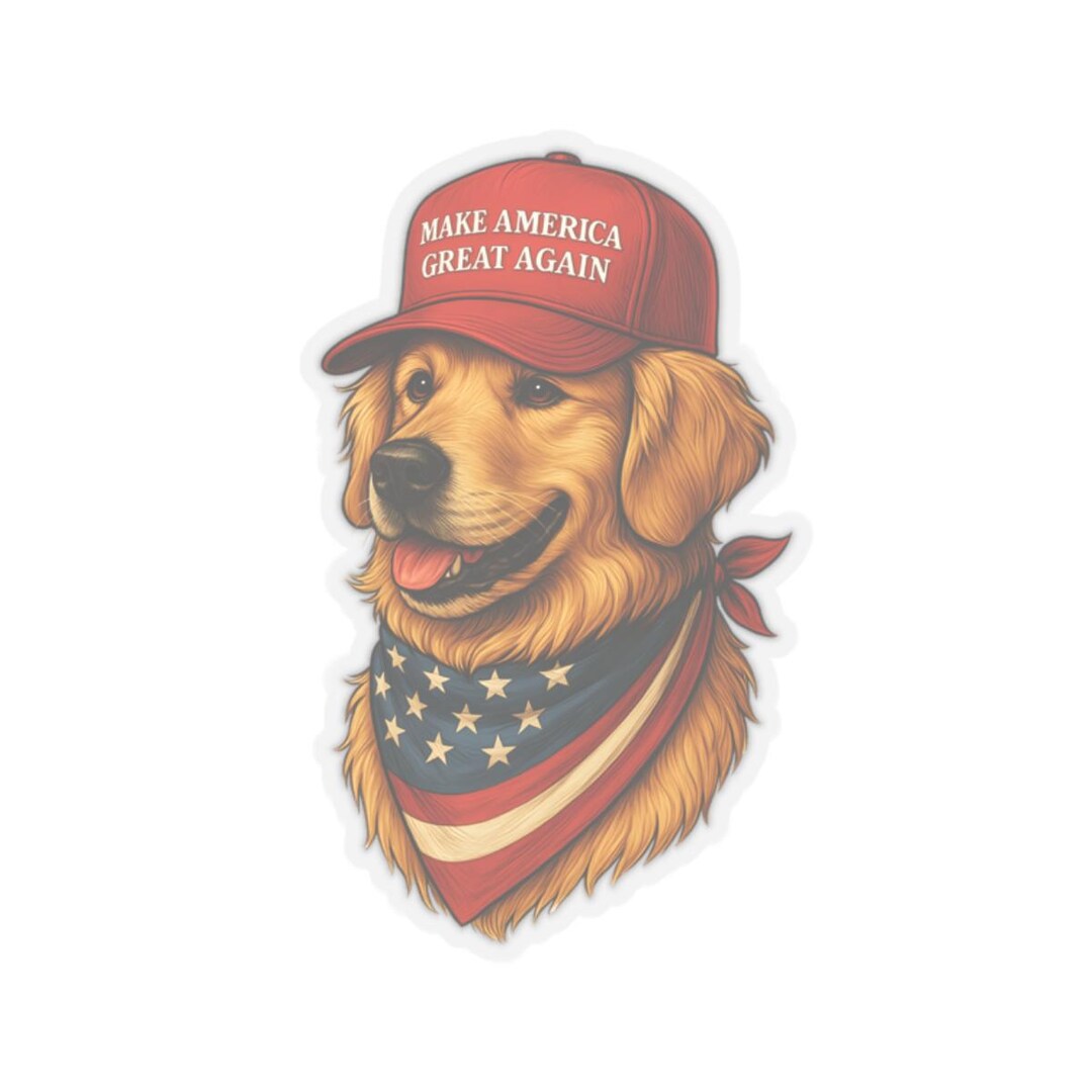 Golden Retriever MAGA Hat Sticker | Pro Trump American Dog Decal | Make ...