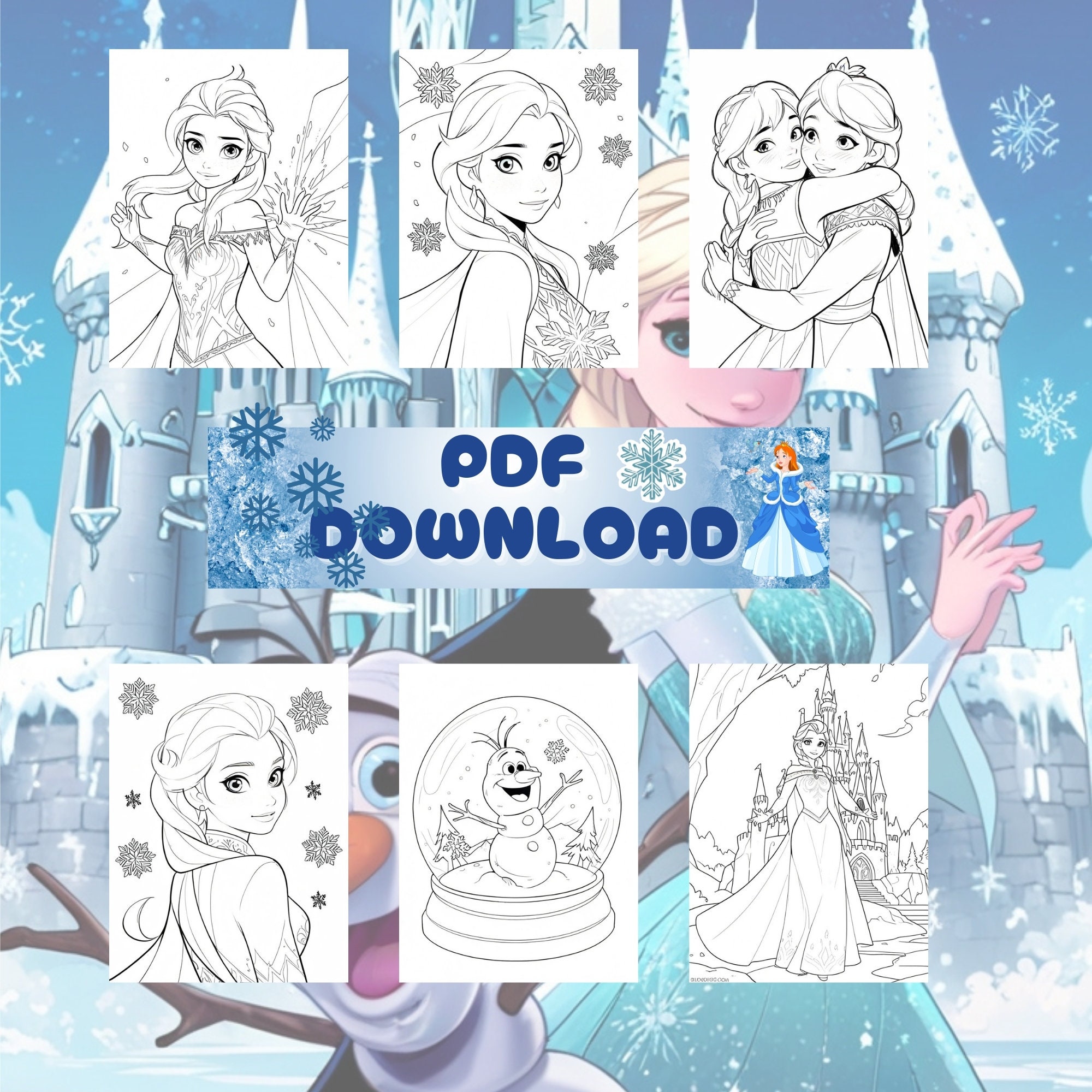 21 Frozen Coloring Pages Frozen Coloring Book Frozen Activities - Etsy