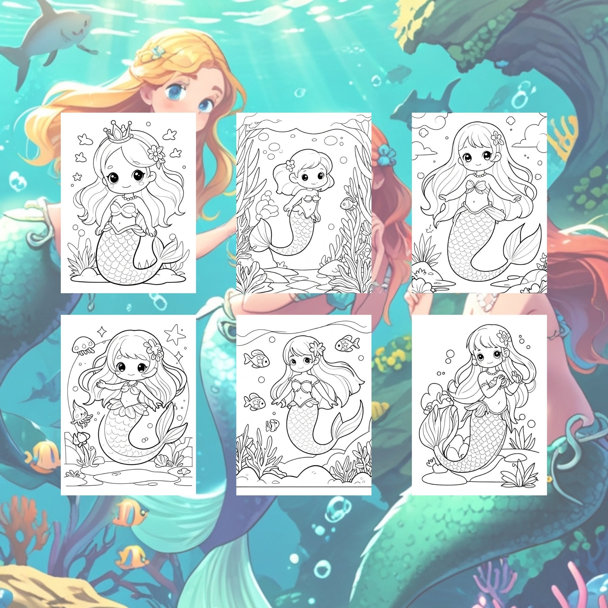 Mermaid Coloring Book Pages 25 Printable Mermaid Coloring Pages for ...