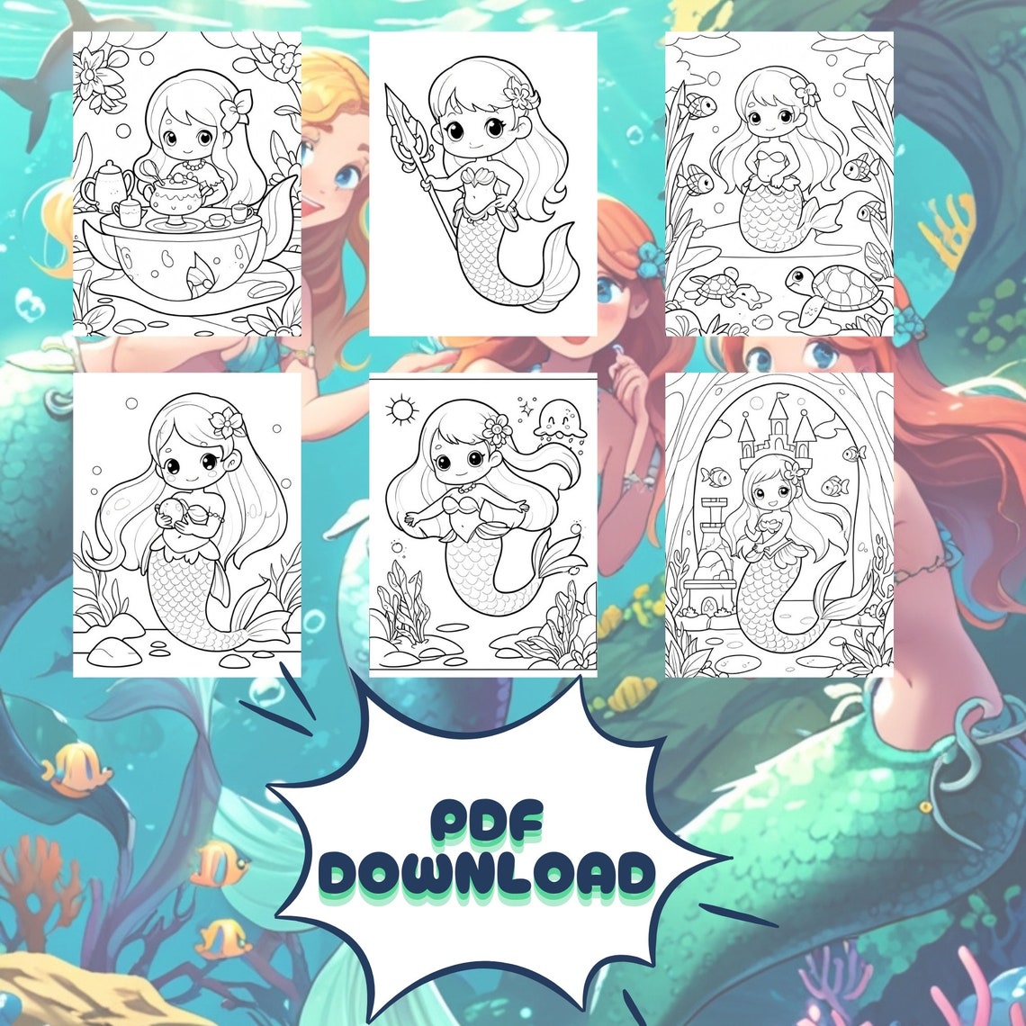 Mermaid Coloring Book Pages 25 Printable Mermaid Coloring Pages for ...