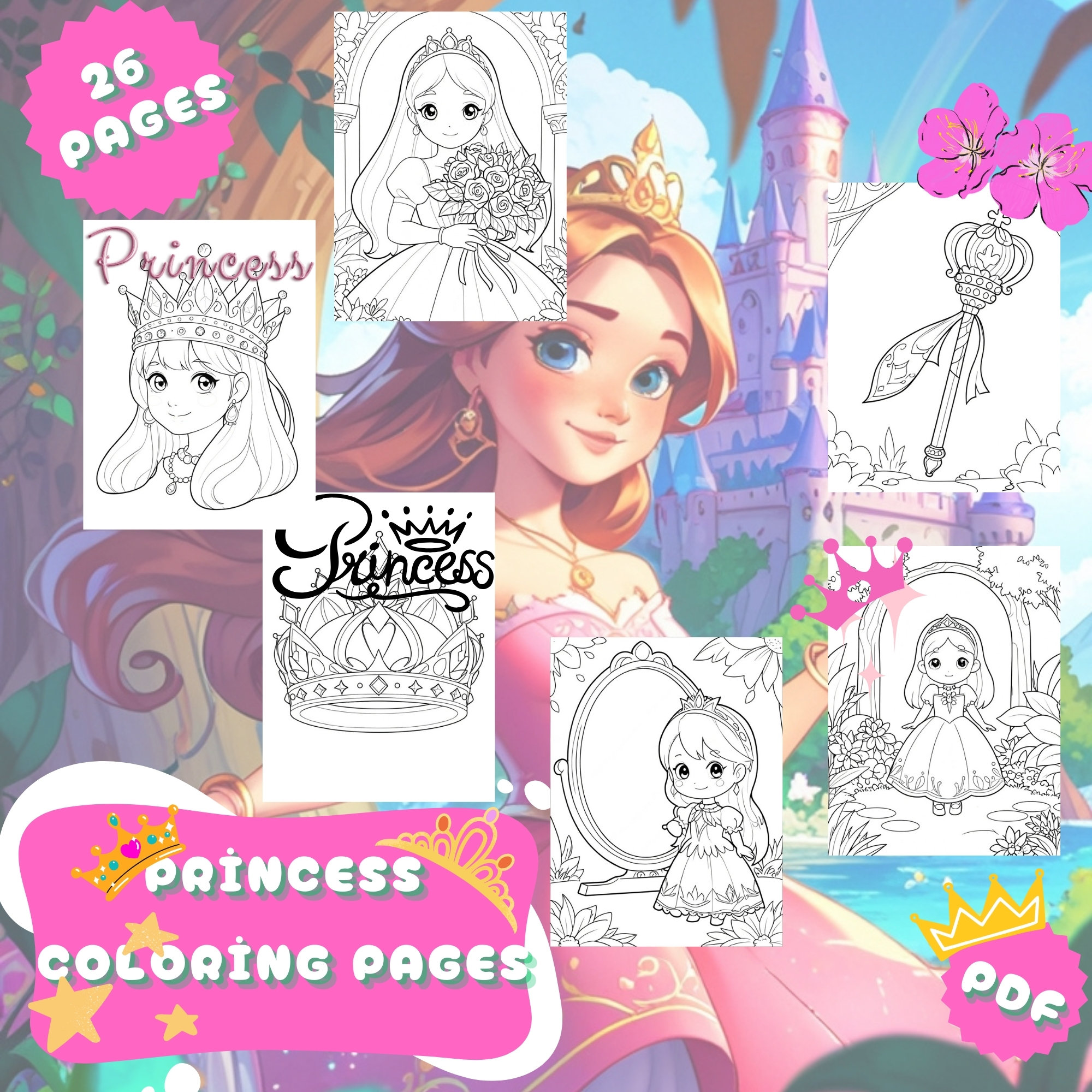 Princess Coloring Book Pages 26 Printable Princess Coloring Pages for ...