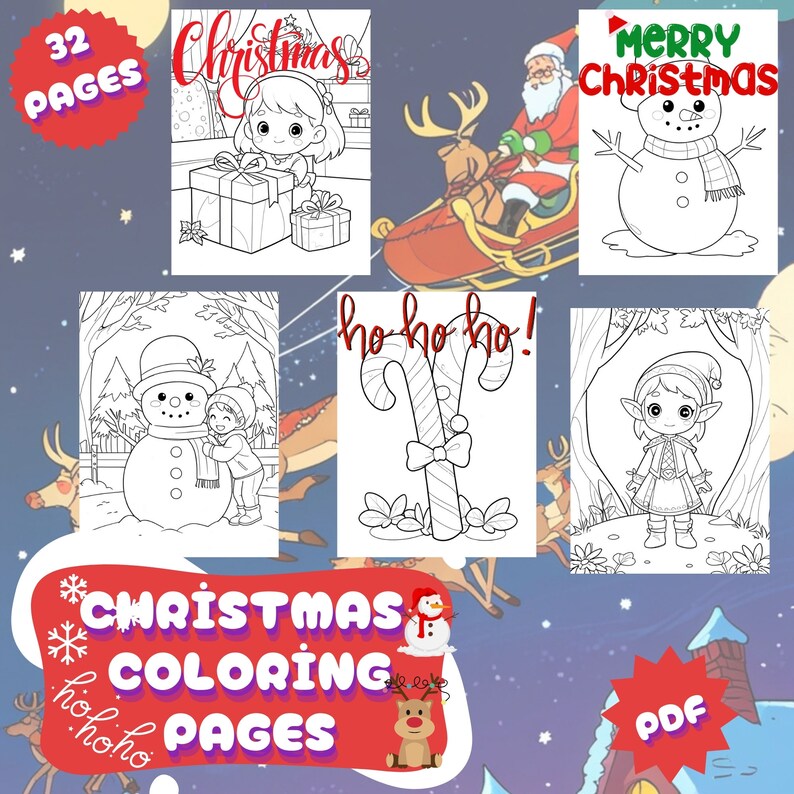 Christmas Coloring Pages for Kids 32 Christmas Pictures to Download ...