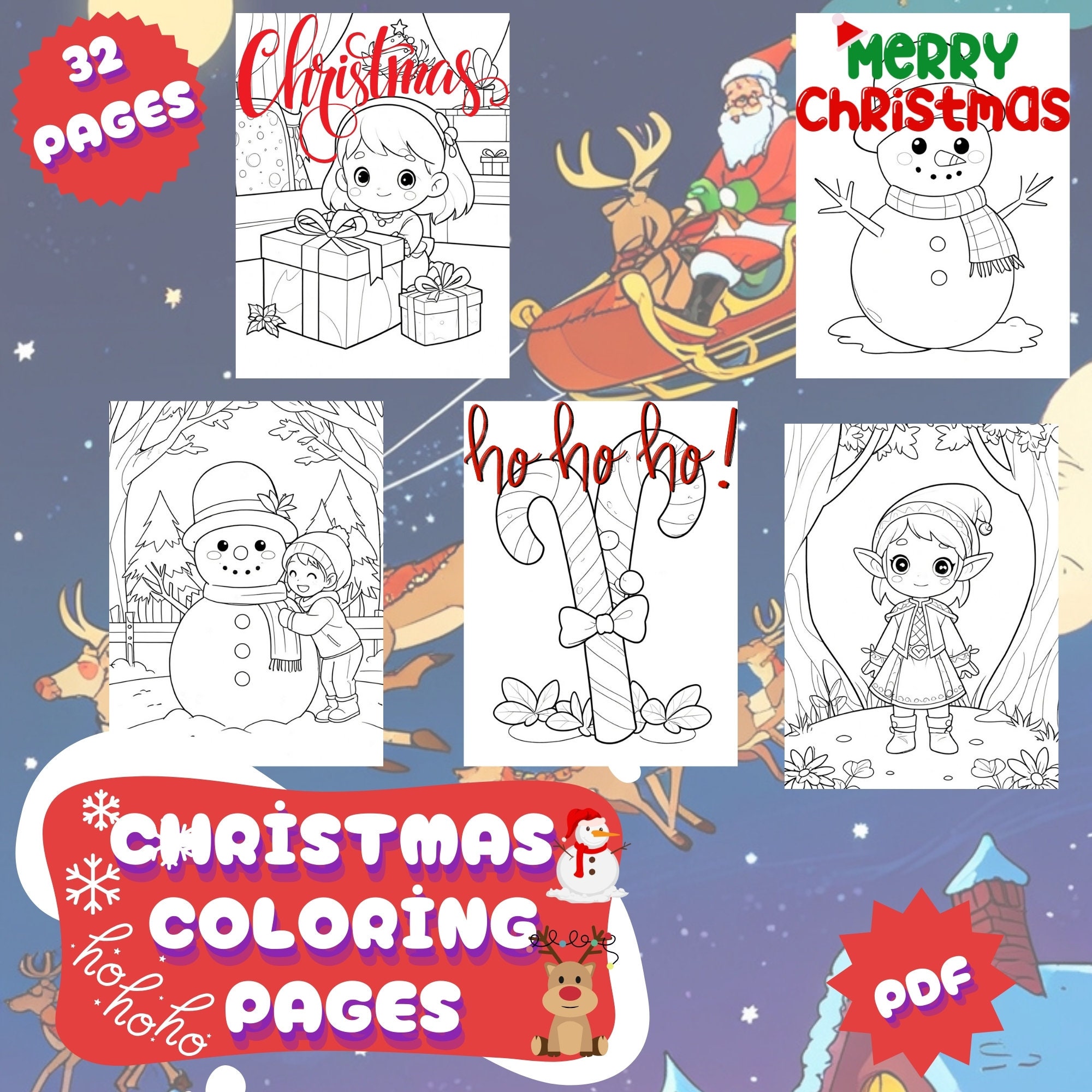 Christmas Coloring Pages for Kids 32 Christmas Pictures to Download ...