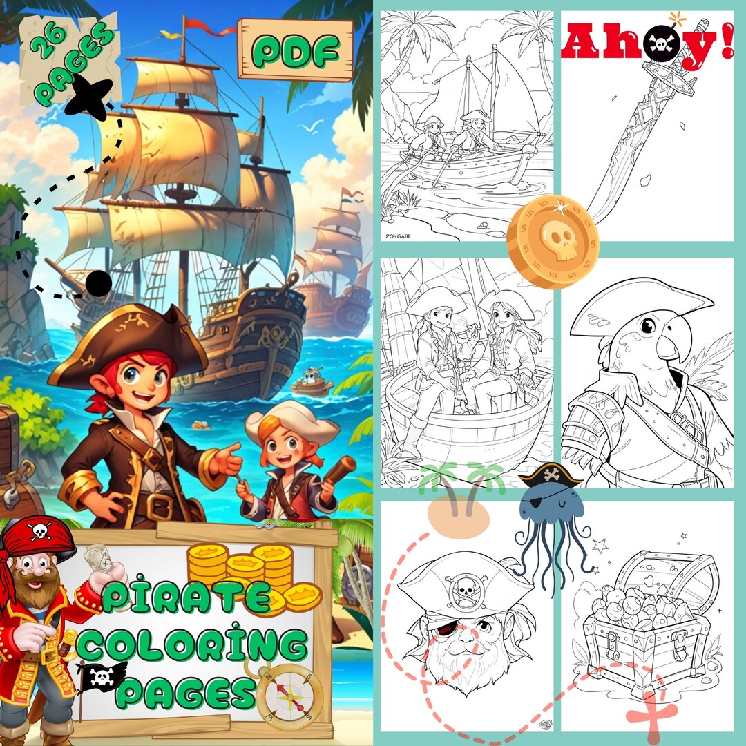 26 Pirate Adventure Coloring Pages Fun and Exciting Pirate Scenes for ...