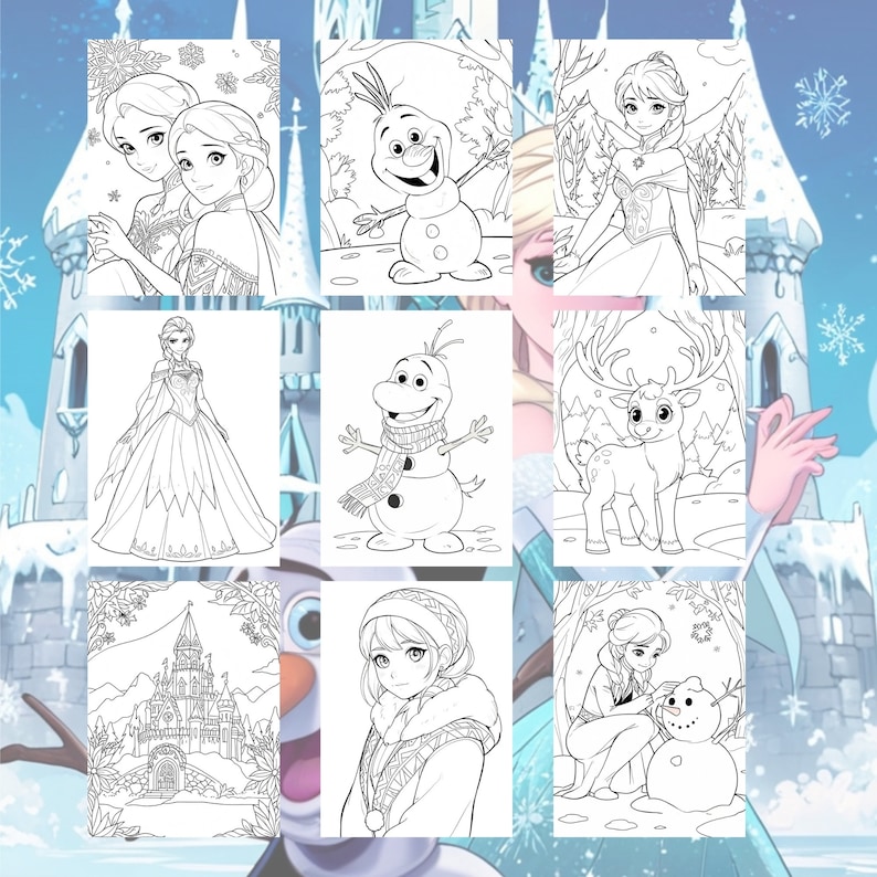 21 Frozen Coloring Pages Frozen Coloring Book Frozen Activities - Etsy