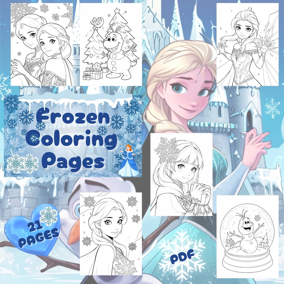 21 Frozen Coloring Pages Frozen Coloring Book Frozen Activities - Etsy