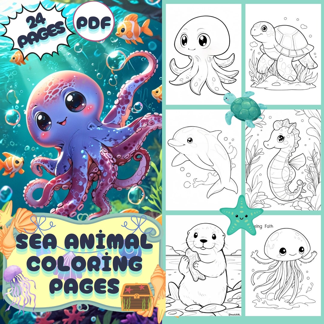 Underwater Adventures: Fun and Easy Sea Animal Coloring Pages for Kids ...
