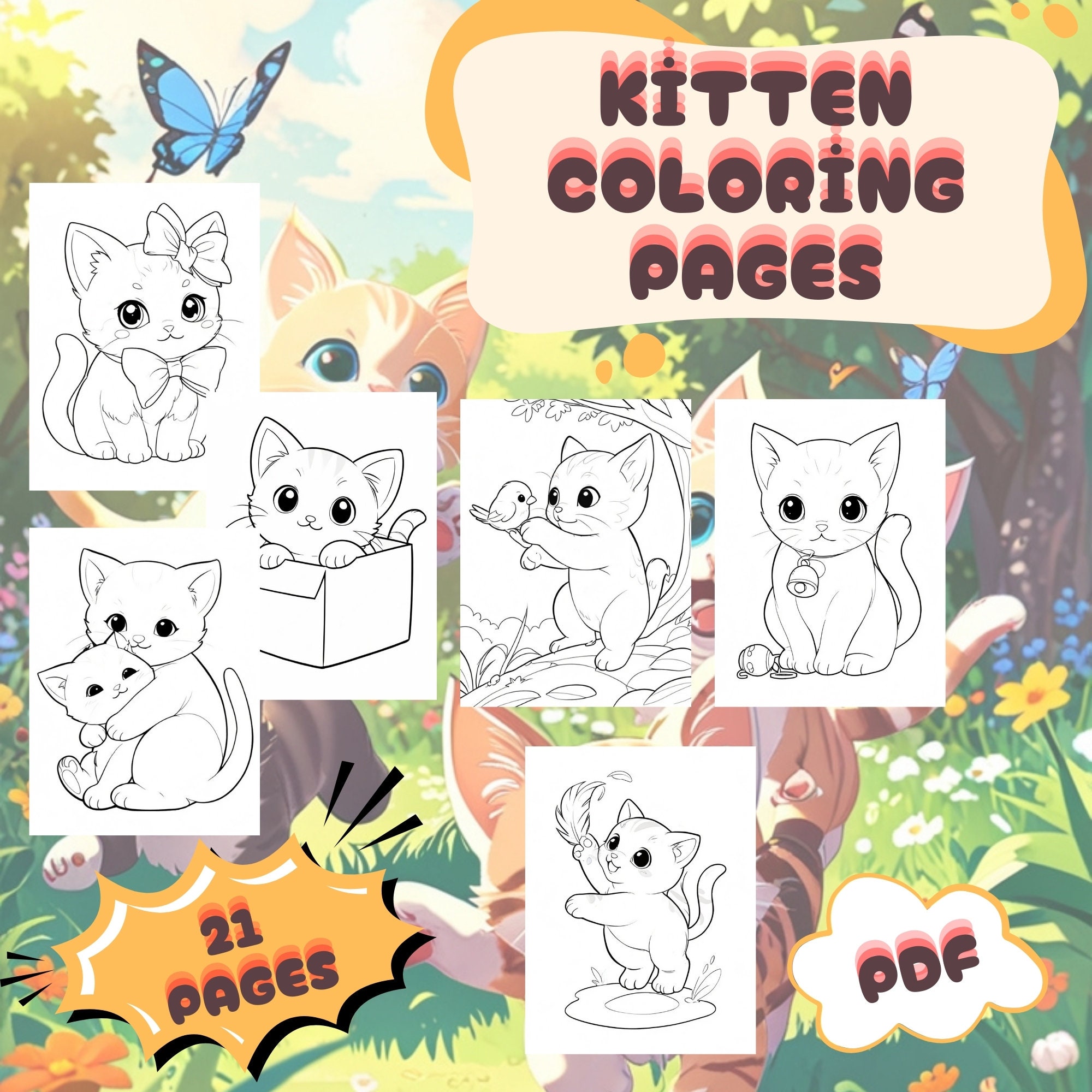 21 Kitten Coloring Pages Birthday Kitty, Unicorn Kitty, Kitties and ...