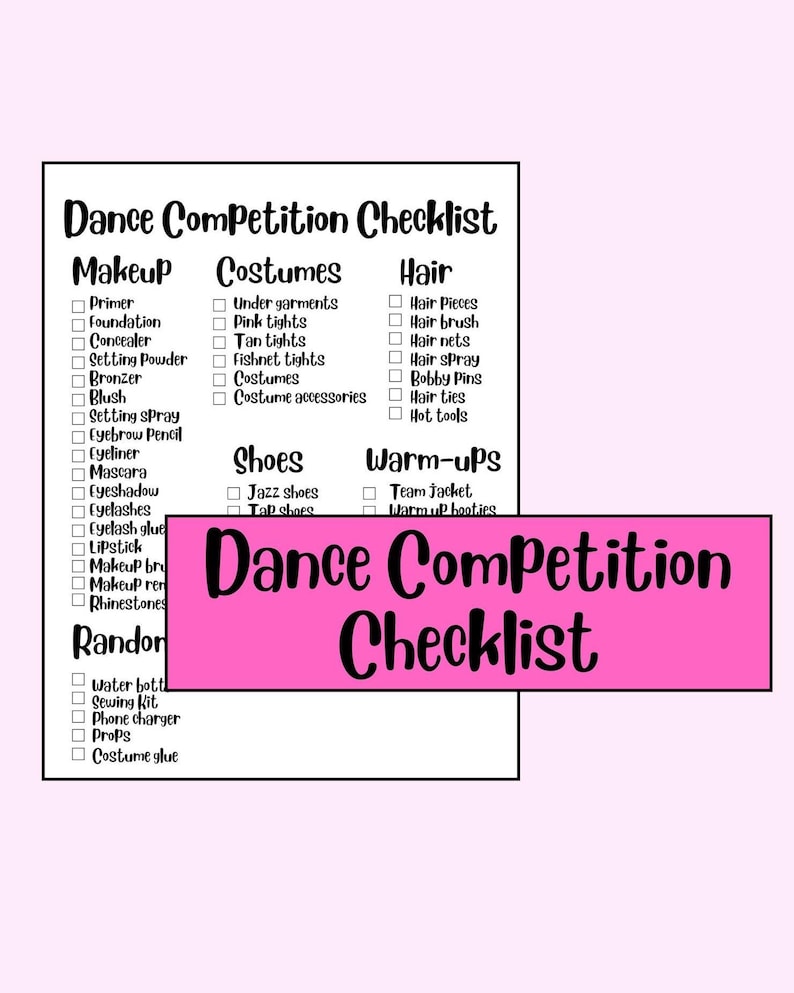 Dance Competition Checklist - Etsy