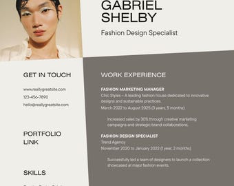 Fashion Resume Template: Editable Canva CV Design (instant Download) - Etsy