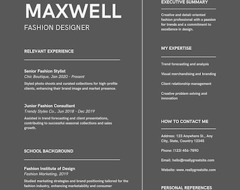 Fashion Resume Template: Editable Canva CV Design (instant Download) - Etsy