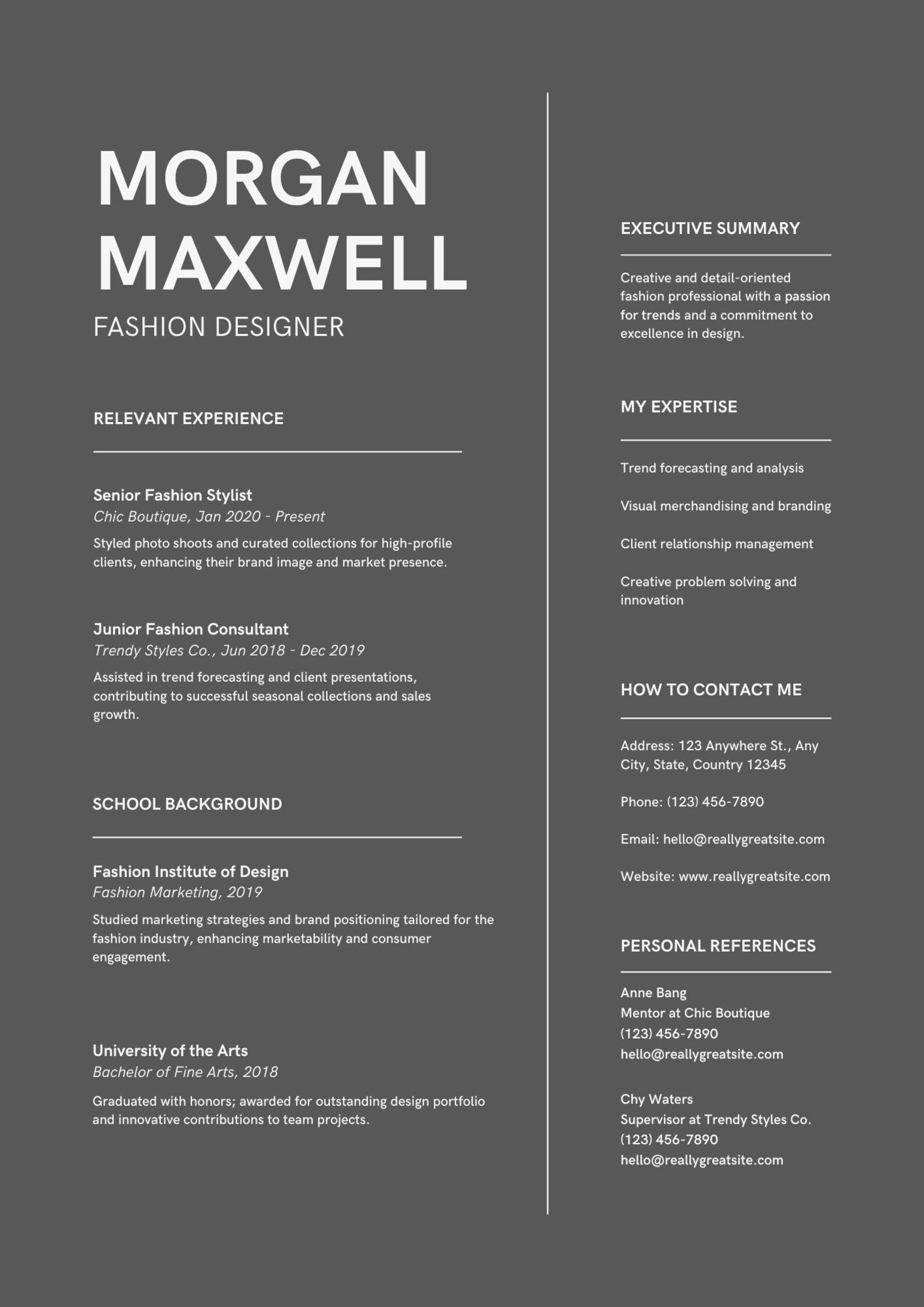 Fashion Resume Template: Editable Canva CV Design (instant Download) - Etsy