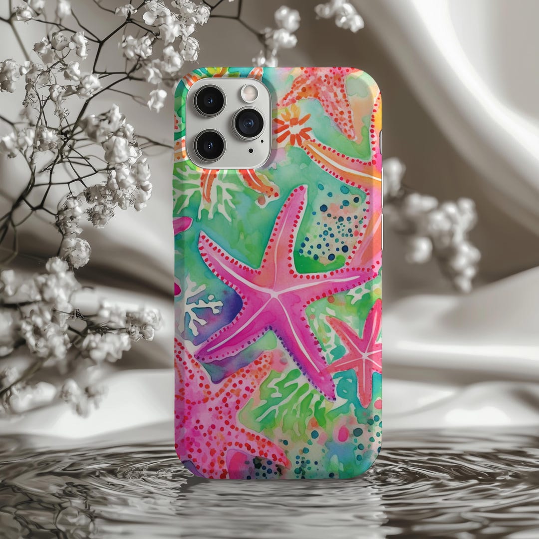 Colorful Starfish iPhone 16 Pro Max Tough Case, Preppy Beach Print ...