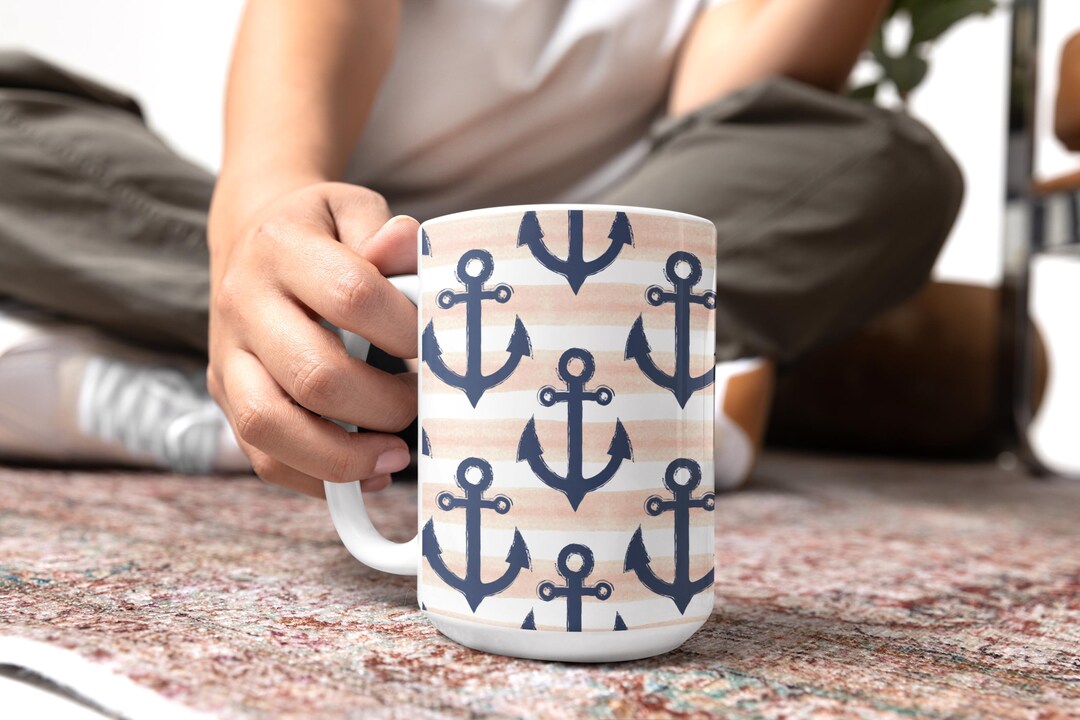 Nautical Anchor Mug, Sailor Theme Coffee Cup, Maritime Drinkware Gift ...
