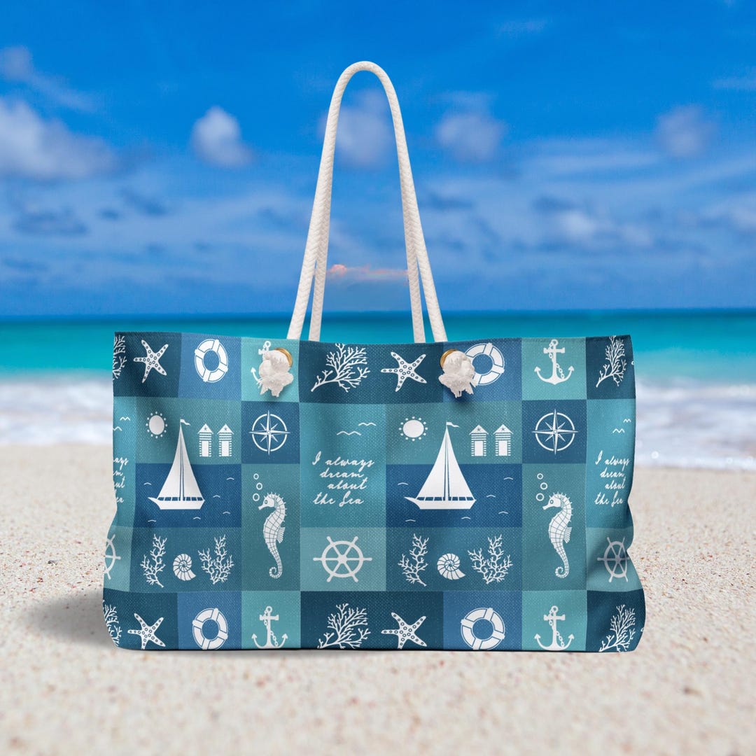 Nautical Travel Bag, Vacation Beach Tote, Maritime Living Getaway ...