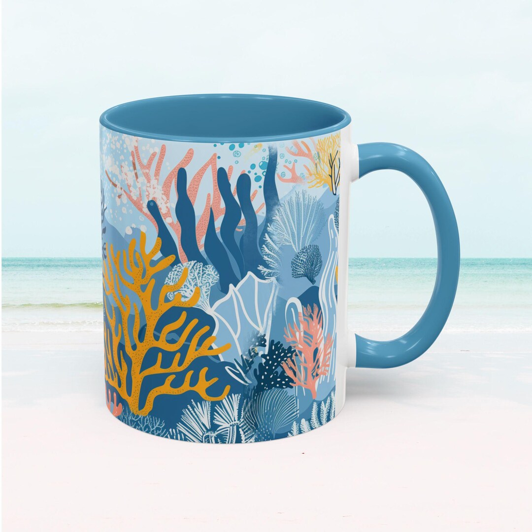 Coral Reef Coffee Mug, Ocean Theme Coffee Cup, Under the Sea Drinkware ...