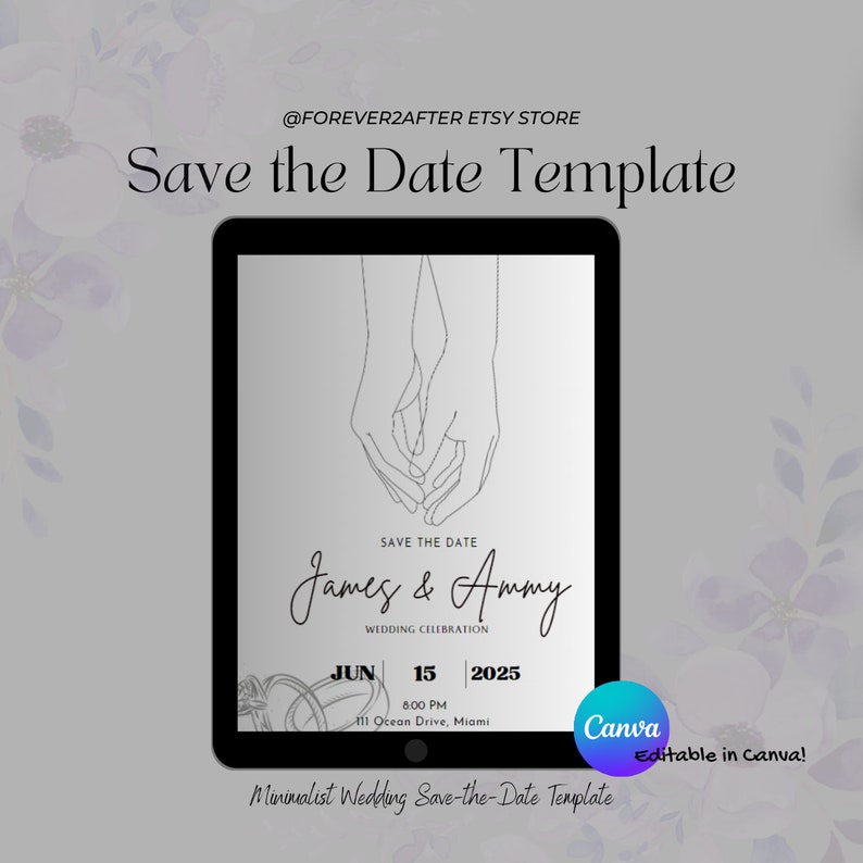 Minimalist Save the Date Template, Wedding Save the Date Invite, Simple ...