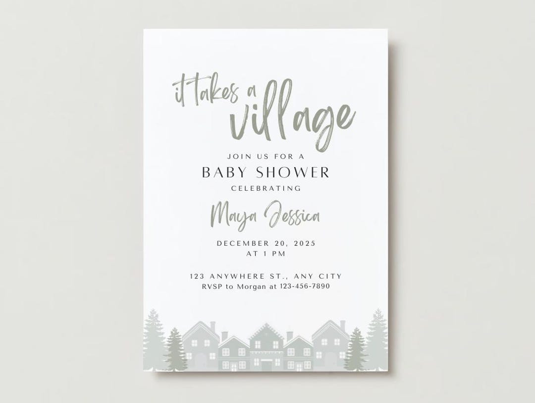 Bundle It Takes A Village Baby Shower, Baby Shower Invitation Template ...