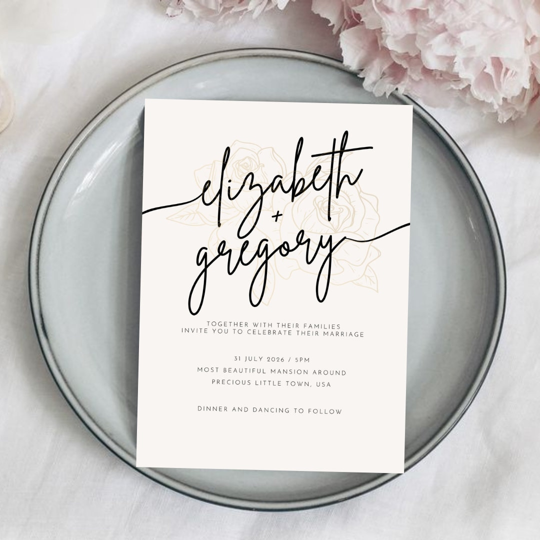 Minimalist Wedding Invitation - Etsy