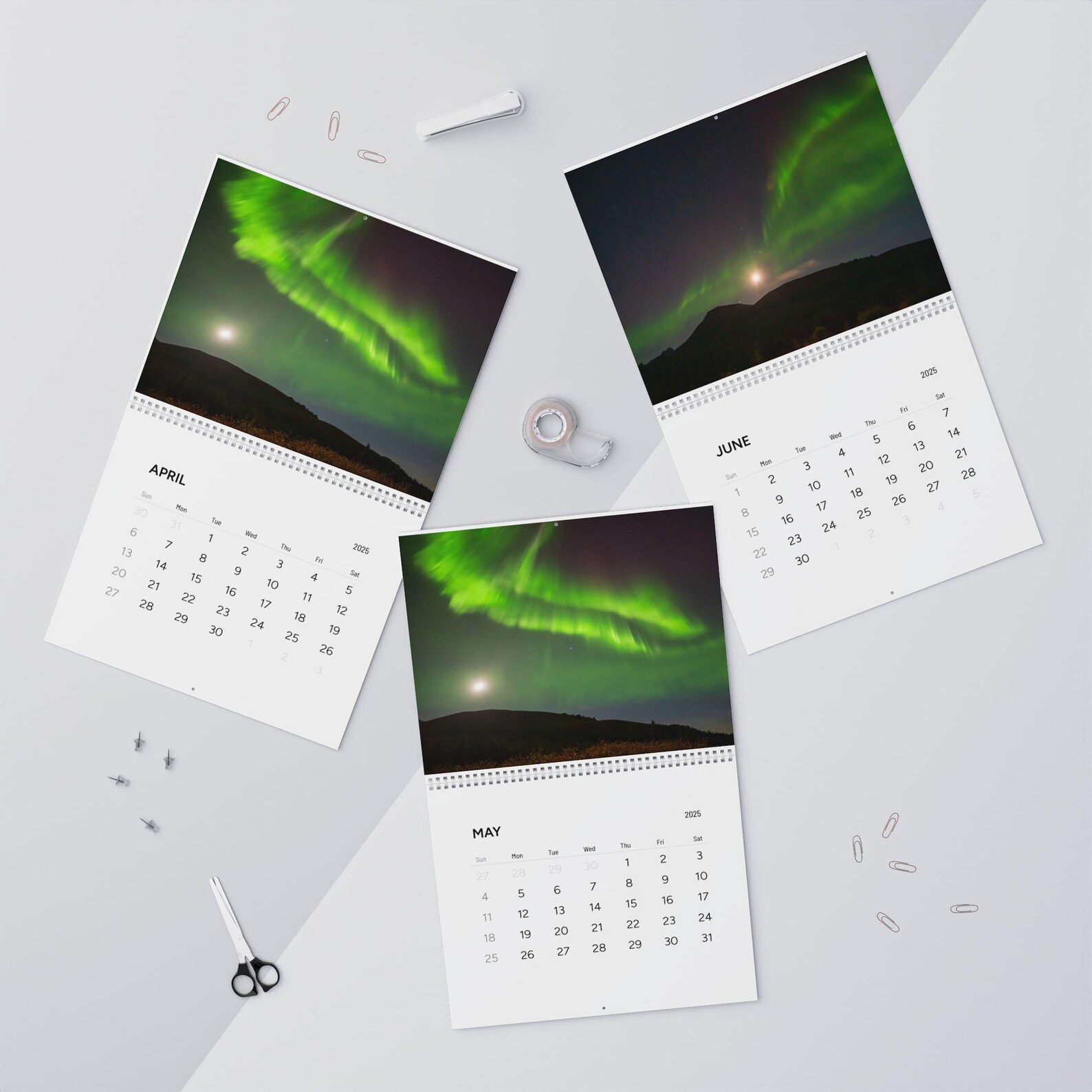 2025 Wall Calendars With Aurora and Moonlight Design - Celestial ...