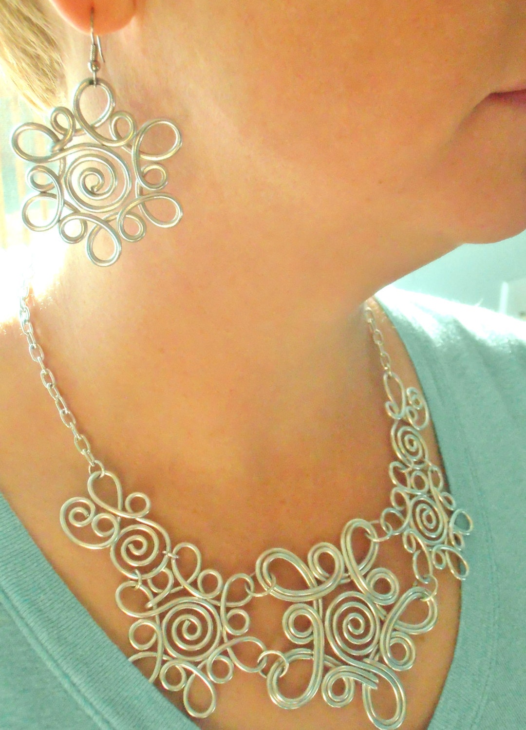 BLIZZARD Necklace Hand Wire Wrapped Filigree - Choose Your Own COLORS ...
