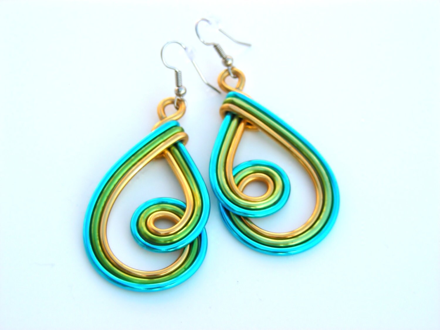 Tri-colored Tear Drop Earrings Customize Your Colors - Etsy