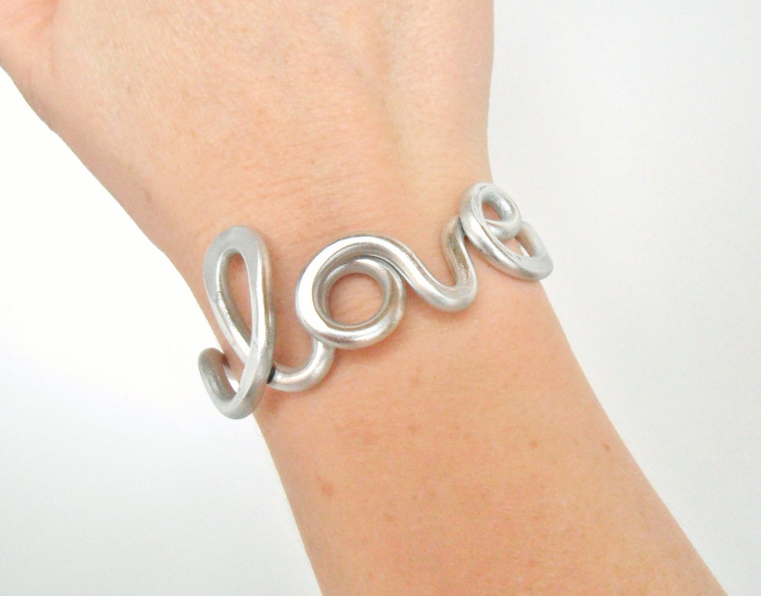Hand Hammered Love Wire Work Bracelet - Cuff - Choose Your Color - Etsy