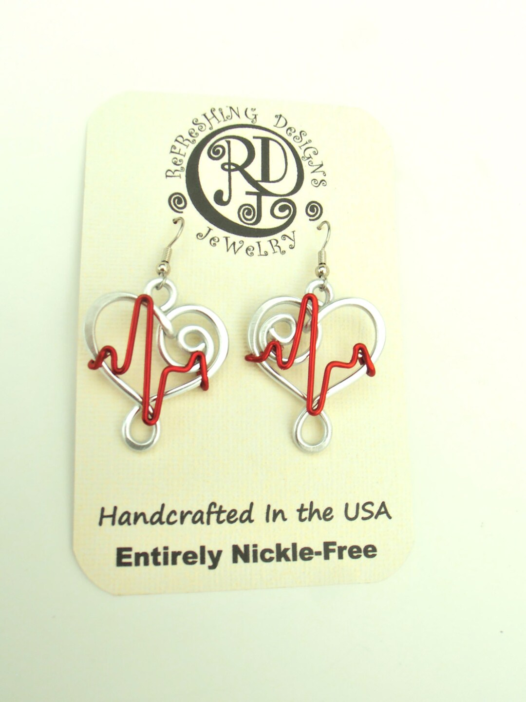 HEART EKG Earrings - Nurse Gift Nursing - Anodized Aluminum Wire Work ...