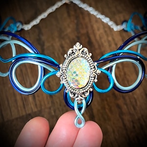 Ocean Blue Sea Fae Crown - Wire Wrapped - Mermaid Scales - Swimmable ...