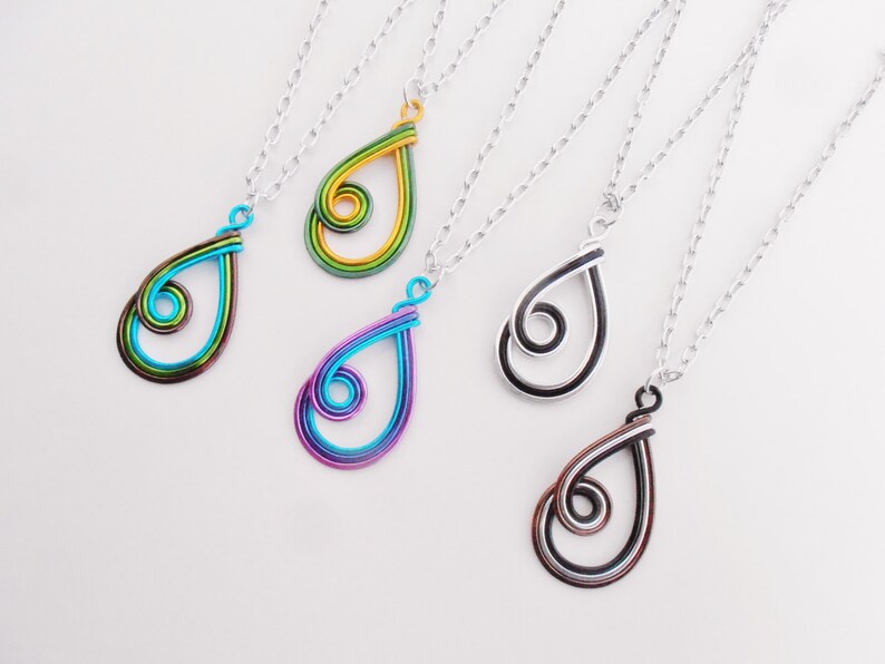 Tri-colored Tear Drop Necklace - Customize Your Colors - Etsy
