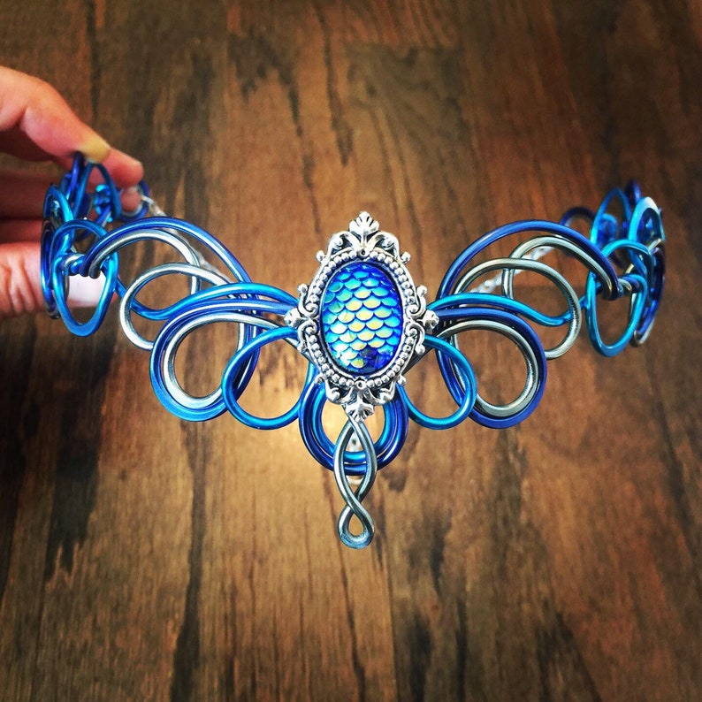 Ocean Blue Sea Fae Crown Wire Wrapped Mermaid Scales - Etsy