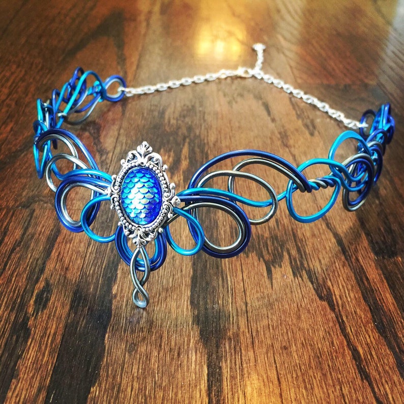 Ocean Blue Sea Fae Crown Wire Wrapped Mermaid Scales - Etsy