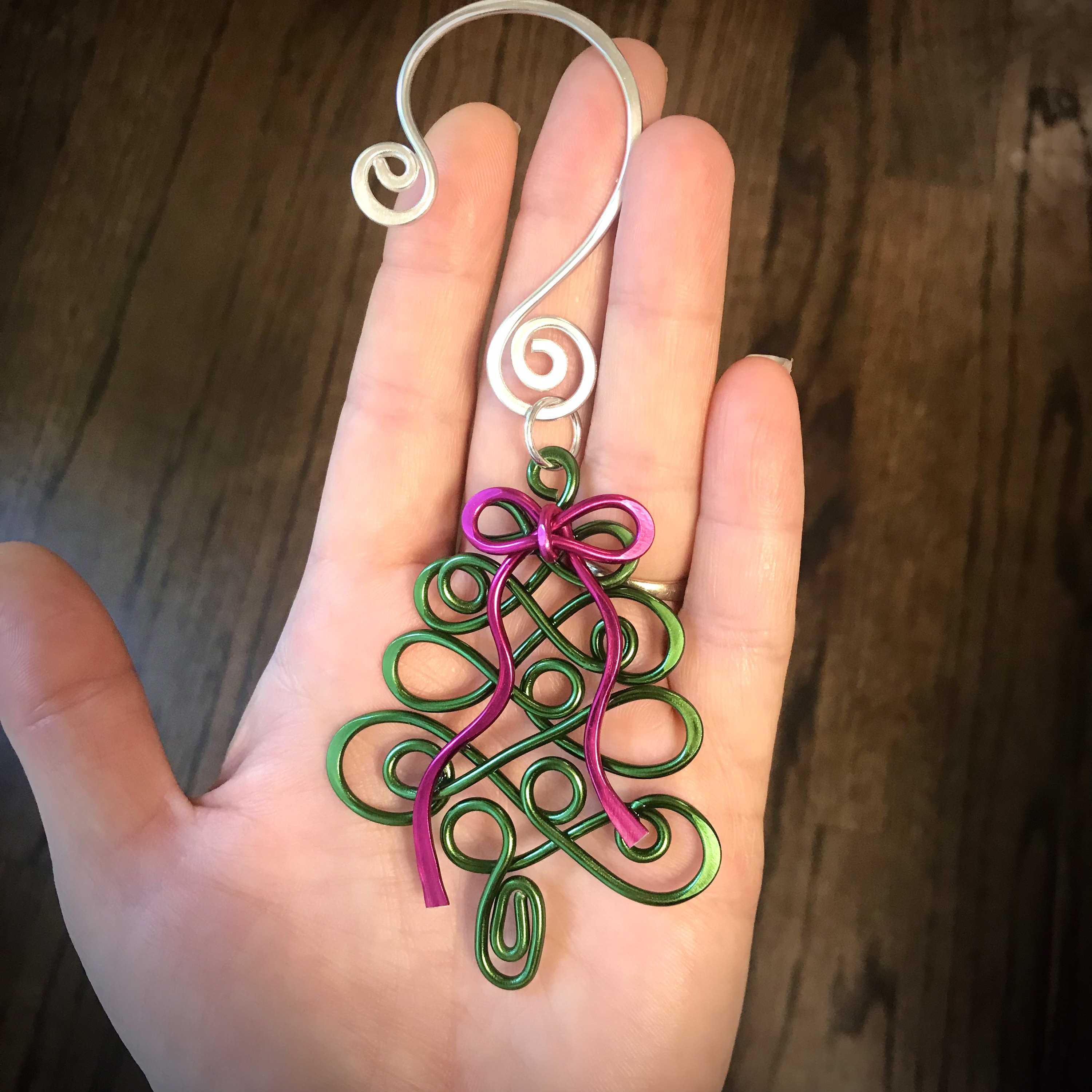 Wire Christmas Tree and Bow Ornament Hand Hammered With | Etsy