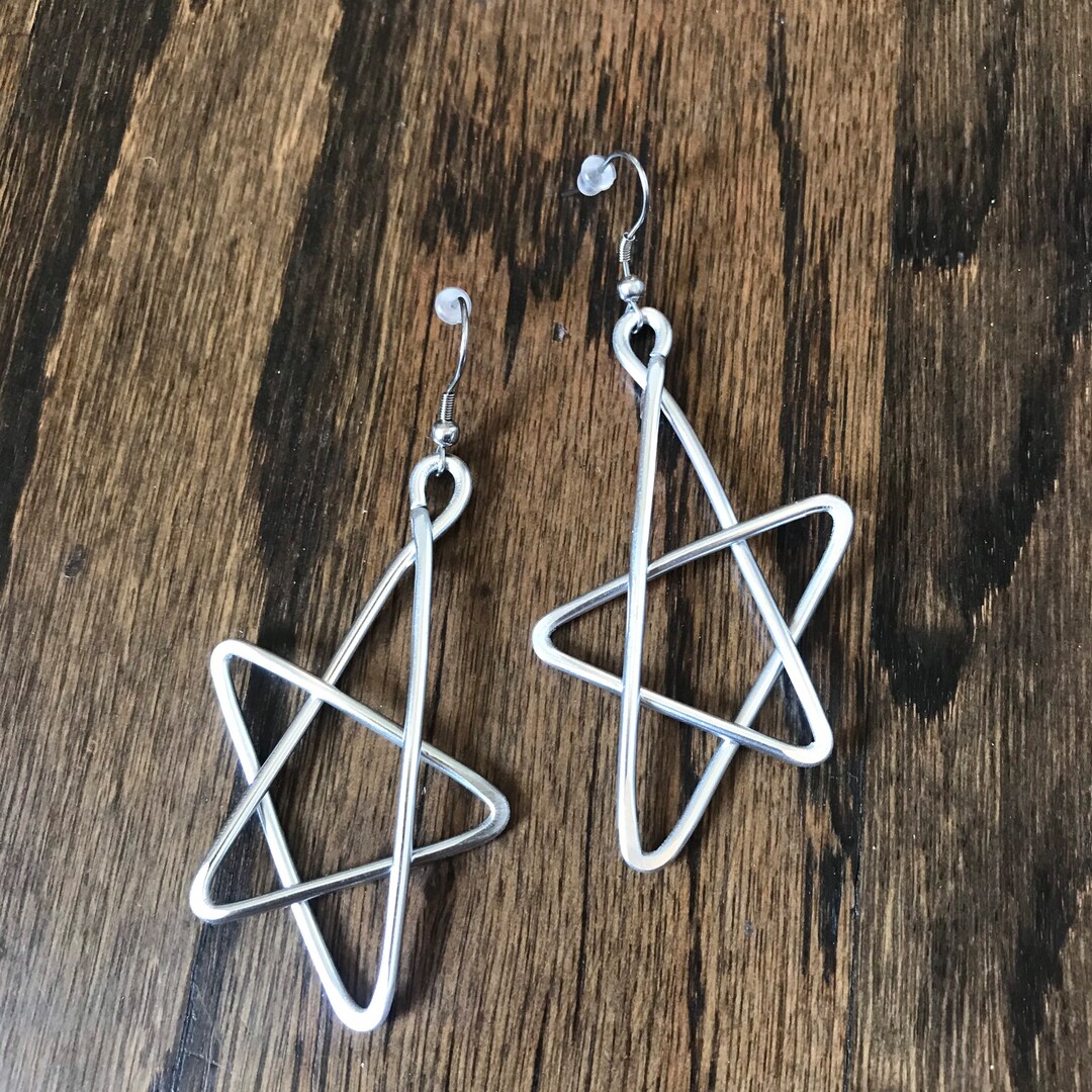 STAR Earrings - Large Handmade Hammered Metal Wire Work - Customize ...
