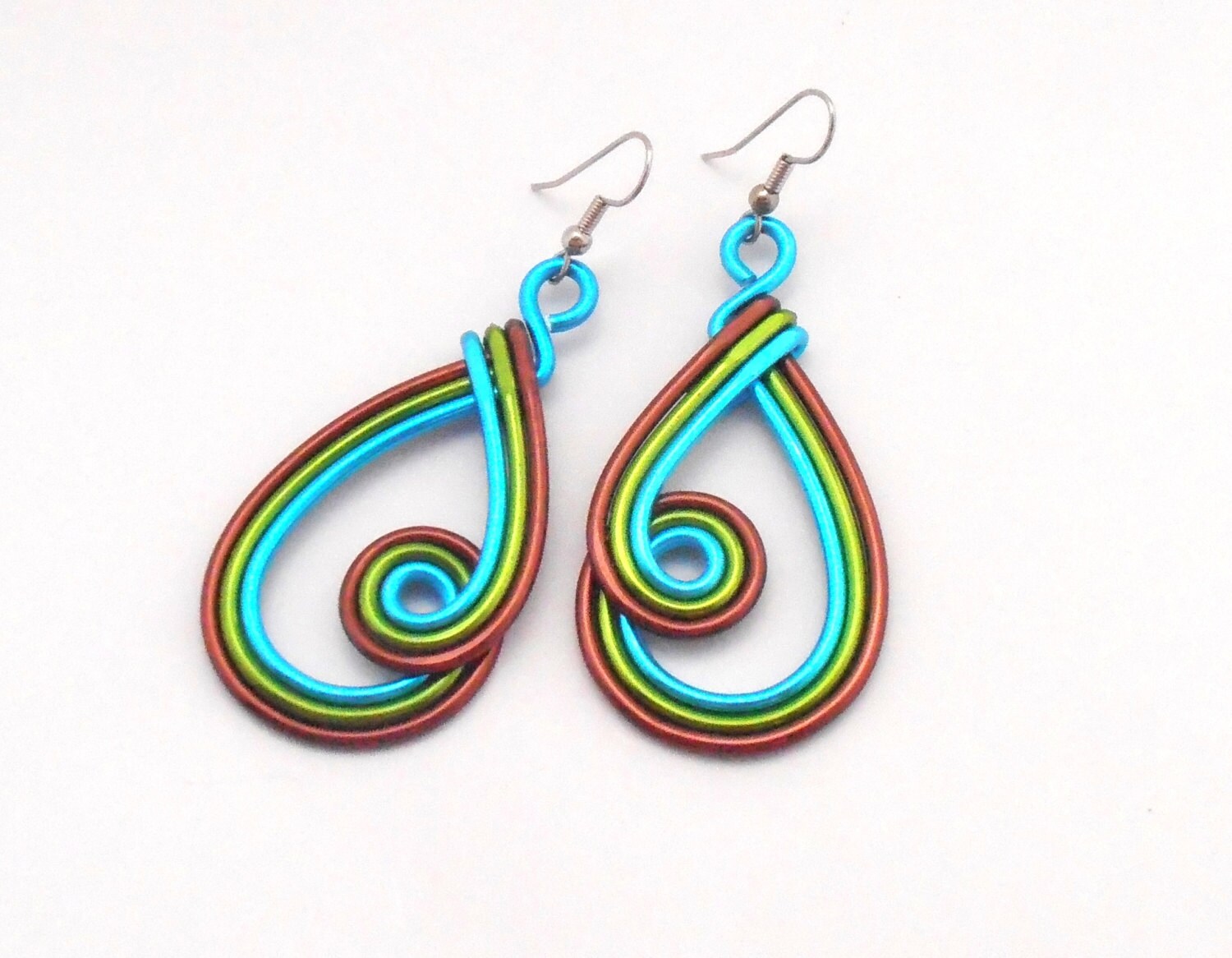 Tri-colored Tear Drop Earrings Customize Your Colors - Etsy