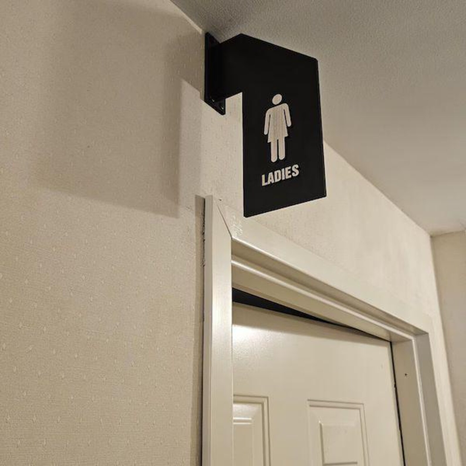 Modern Black Wood Restroom Sign - Toilet Direction for Cafe, Restaurant ...